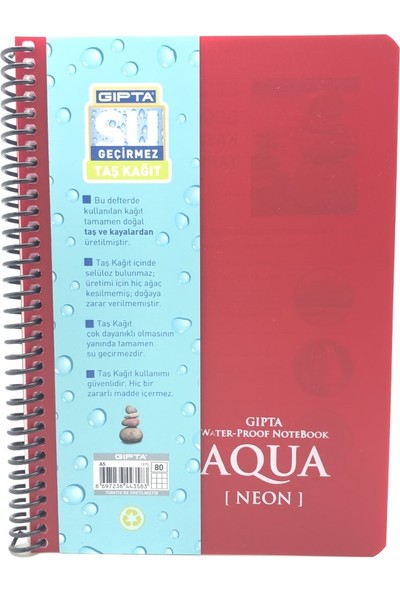 Gıpta 1975 Aqua Neon A5 Kareli 80 Yap. Defter Bordo Gıpta 1975 Aqua Neon A5 Kareli 80 Yap. Defter Bordo
