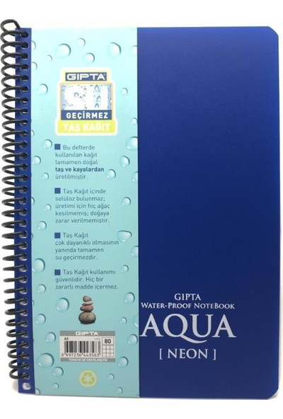 Gıpta 1975 Aqua Neon A5 Kareli 80 Yap. Defter Mavi Gıpta 1975 Aqua Neon A5 Kareli 80 Yap. Defter Mavi