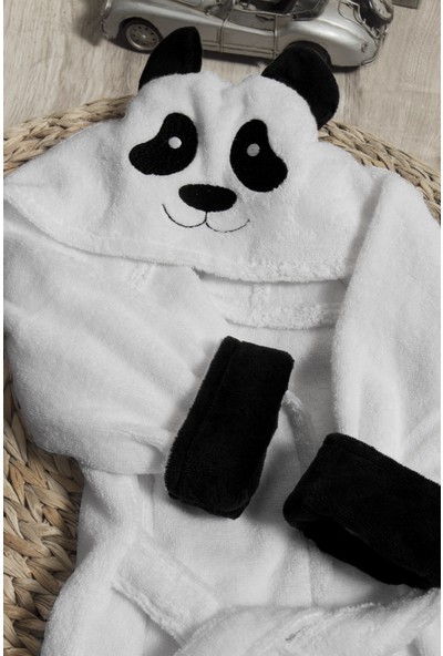 Tanem Home Beyaz Panda Çocuk Bornoz Pamuklu Nakışlı Tanem Home Beyaz Panda Çocuk Bornoz Pamuklu Nakışlı