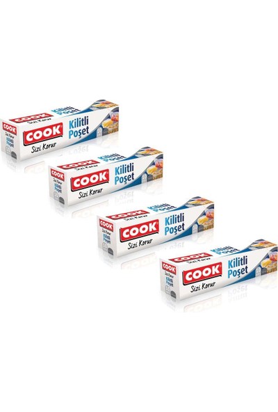 Cook Kilitli Poşet Buzdolabı Poşeti 10'lu 4 Adet Cook Kilitli Poşet Buzdolabı Poşeti 10'lu 4 Adet