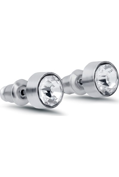 Chavin Gri Tek Taş Çelik Kadın Erkek Küpe EG60