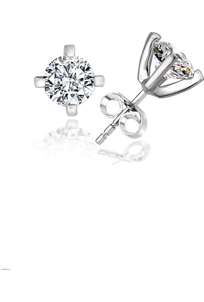 Swarovski 925 Ayar Gümüş Tek Taş Küpe