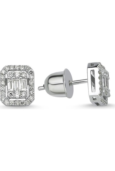 Pırlant 0.47 Karat Baget Pırlanta Küpe