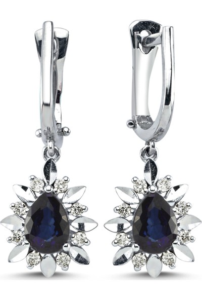 Pırlant Pırlantalı Safir Küpe