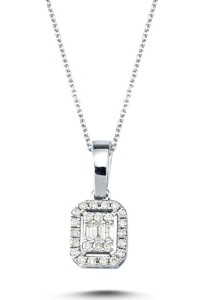 Pırlant 0,14 Karat Baget Pırlanta Kolye