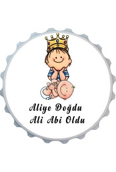 Kalbim Şekerleme Abi Oldu Temalı Kapak Şekilli Magnet Açacak - 25 Adet Kalbim Şekerleme Abi Oldu Temalı Kapak Şekilli Magnet Açacak - 25 Adet
