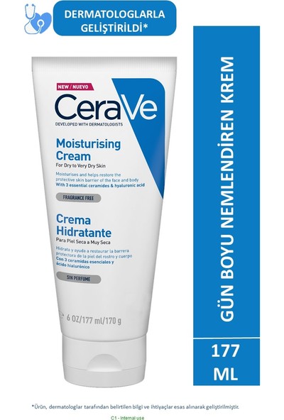 Cerave Nemlendici Krem Kuru Ciltler Seramid ve Hyalüronik Asit İçerikli 177 ml