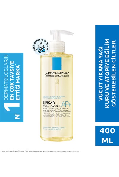 Lipikar Cleansing Oil AP+ Bebek&Çocuk, Yetişkin Vücut Yıkama Yağı Kuru Ciltler 400 ml Lipikar Cleansing Oil AP+ Bebek&Çocuk, Yetişkin Vücut Yıkama Yağı Kuru Ciltler 400 ml