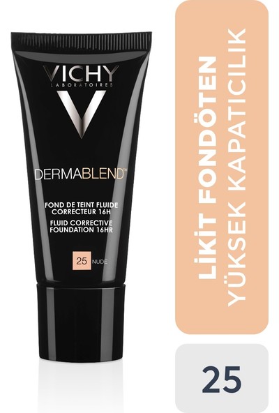 Vichy Dermablend Likit Fondöten Yüksek Kapatıcı Etkili Tüm Cilt Tipleri 25 Nude 30 ml