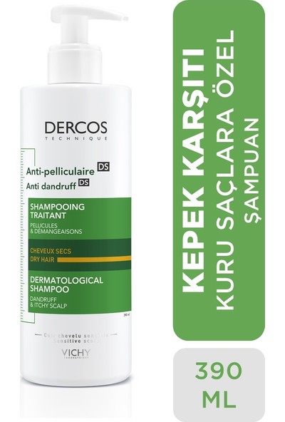 Vichy Dercos Kepeğe Karşı Etkili Saç Bakım Şampuanı Kuru Saçlar 390 ml