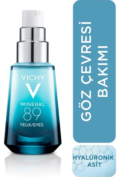 Vichy Mineral 89 Göz Çevresi Bakımı Kaynaklı Hyalüronik Asit ve Saf Kafein ile Nemlendirme 15 ml