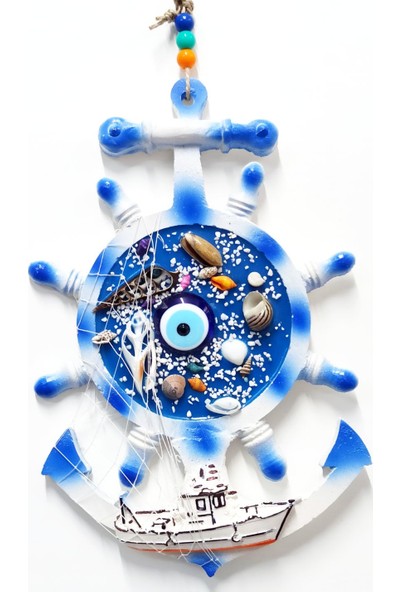 Mixperi Nazar Boncuklu Yelkenli Dümen Duvar Süsü