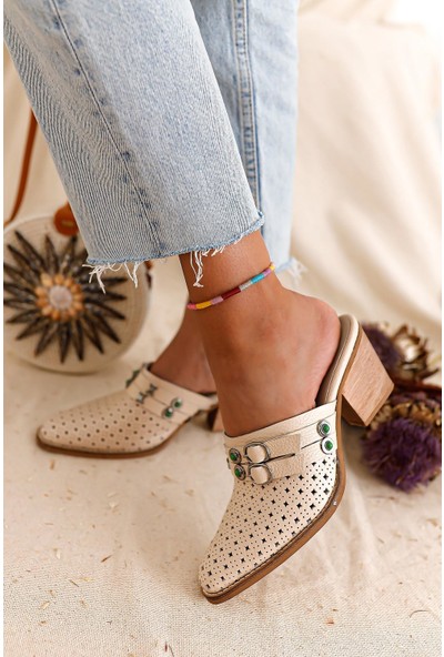 Limoya Ruth Taşlı Alçak Topuklu Terlik