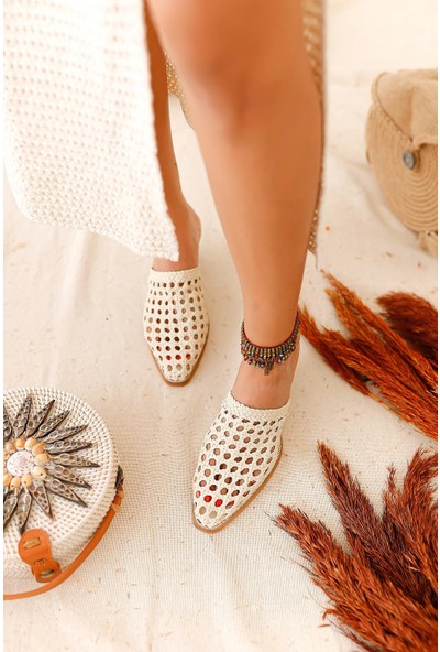 Limoya Trina Örgü Detaylı Terlik