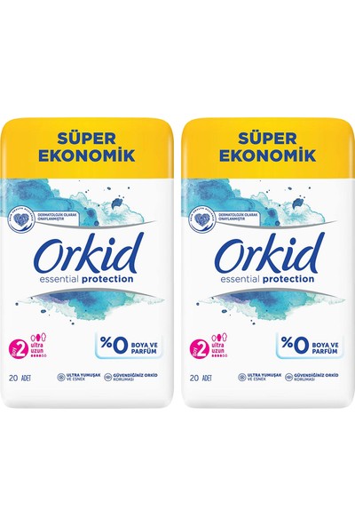 Orkid Hijyenik Ped Essential Protection Kanatlı Uzun 20'li 2 Adet Orkid Hijyenik Ped Essential Protection Kanatlı Uzun 20'li 2 Adet