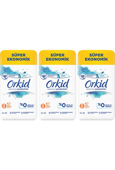Orkid Hijyenik Ped Essential Protection K. Normal 28'li 3 Adet Orkid Hijyenik Ped Essential Protection K. Normal 28'li 3 Adet