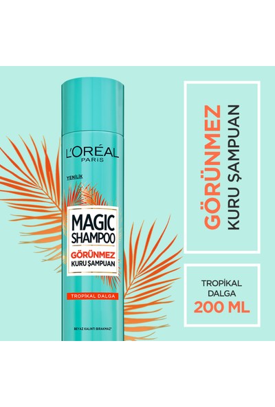 L'Oréal Paris Magic Shampoo Görünmez Kuru Şampuan 200ml -Tropikal Dalga L'Oréal Paris Magic Shampoo Görünmez Kuru Şampuan 200ml -Tropikal Dalga