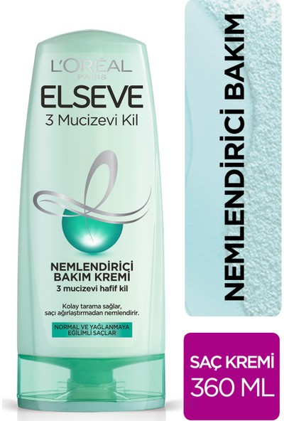 L'Oréal Paris Elseve 3 Mucizevi Kil Ağırlaştırmayan Bakım Kremi 360 ml