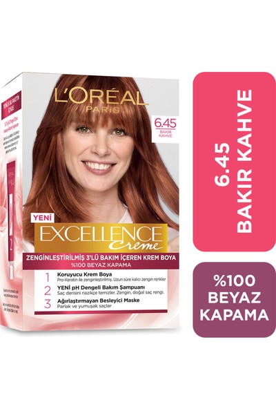 L'oréal Paris Excellence Creme Saç Boyası 6.45 Bakır Kahve L'oréal Paris Excellence Creme Saç Boyası 6.45 Bakır Kahve