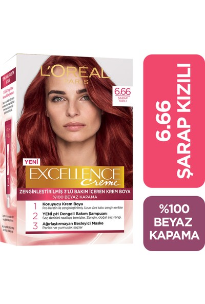 L'oréal Paris Excellence Creme Saç Boyası 6.66 Şarap Kızılı L'oréal Paris Excellence Creme Saç Boyası 6.66 Şarap Kızılı