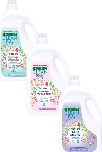 U Green Clean Baby Çamaşır Deterjanı 2.75 lt + Yumuşatıcı 2.75 lt + Leke Çıkarıcı 2.75 lt U Green Clean Baby Çamaşır Deterjanı 2.75 lt + Yumuşatıcı 2.75 lt + Leke Çıkarıcı 2.75 lt