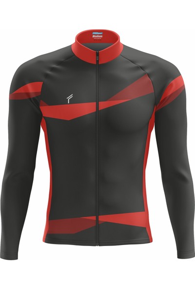 Freysport Braid Bisiklet Forması - Uzun Kollu Siyah Kırmızı