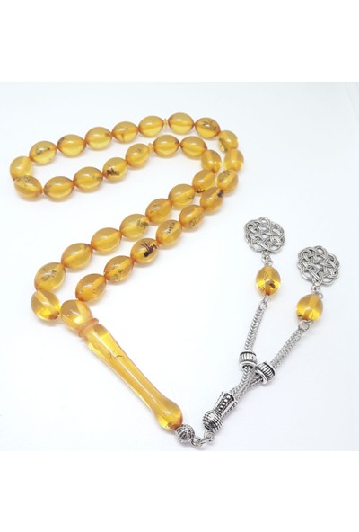 Kehribar Atölyesi Karınca Fosilli Toz Kehribar Tesbih