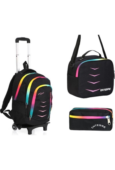 Entegre Pack 9955 Çekçekli Okul Çantası Seti 3'lü Siyah
