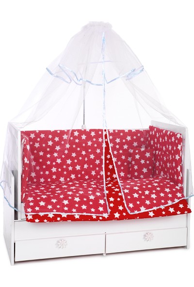 Sluupy Şeritli Mavi Tül Beşik Cibinliği + Cibinlik Aparatı