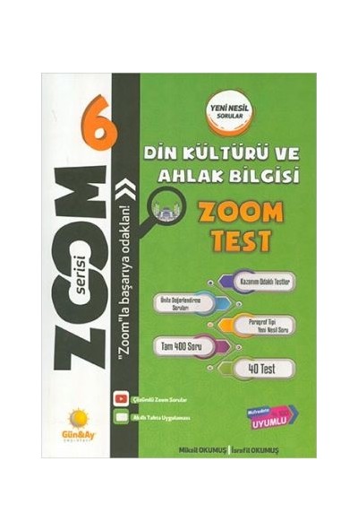 Gün&ay Yayınları Din Kültürü ve Ahlak Bilgisi 6. Sınıf Zoom Serisi
