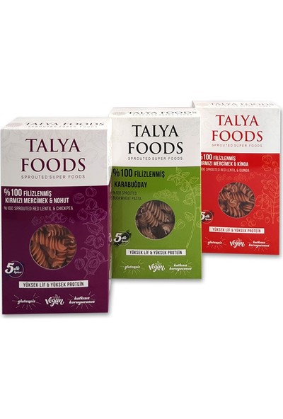 Talya Foods Klasik Üçlü Vegan Makarna Seti - 600 gr