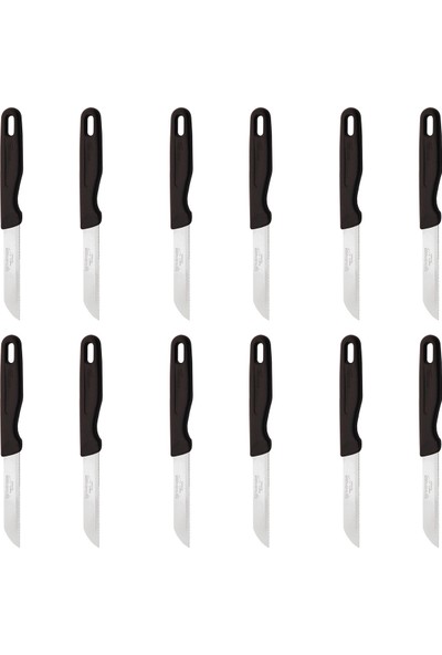 Solingen Delik Saplı Meyve Bıçağı 12'li Takım-Siyah