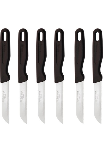 Solingen Delik Saplı Meyve Bıçağı 6'lı Takım-Siyah