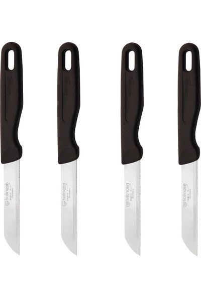 Solingen Delik Saplı Meyve Bıçağı 4'lü Takım-Siyah