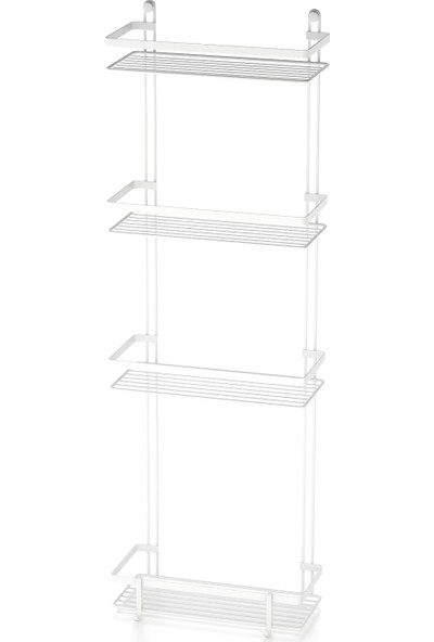 Tekno-tel 4 Katlı Kancalı Banyo Rafı Beyaz Es060H