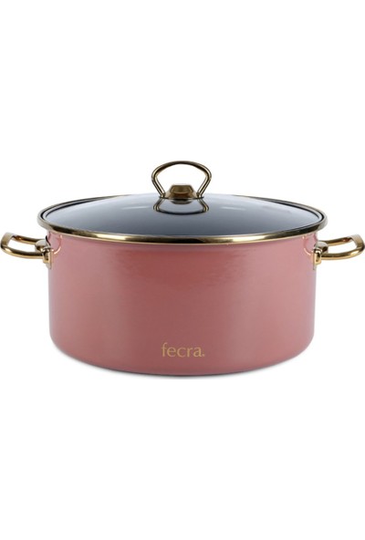 Fecra Emaye 26 cm Kapaklı Derin Tencere Rose Gold Fecra Emaye 26 cm Kapaklı Derin Tencere Rose Gold