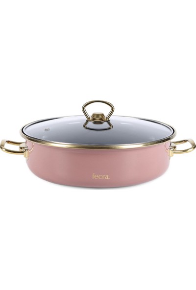 Fecra 26 cm Emaye Düz Karnıyarık - Pilav Tenceresi Rose Gold Fecra 26 cm Emaye Düz Karnıyarık - Pilav Tenceresi Rose Gold