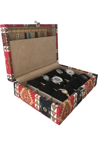 Obtech Otantik Desen Şifreli Tespih 15'li Saat-Yüzük Kutusu Şifre Korumalı Obtech