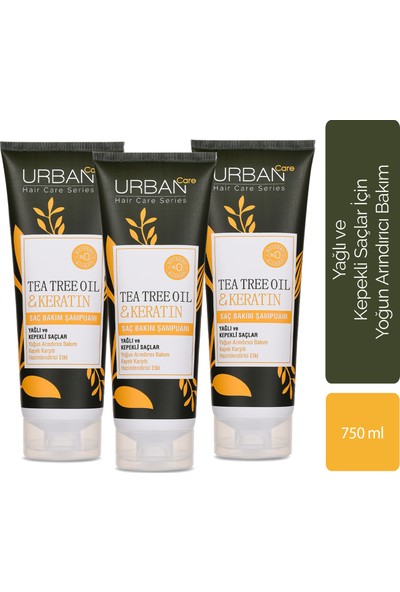 Urban Care Tea Tree Oil & Keratin Saç Bakım Şampuanı 3'lü Set
