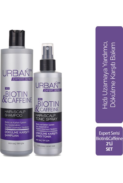 Urban Care Biotin ve Kafein Içeren Saç Kökü Güçlendirici Hızlı Uzamaya Yardımcı Şampuan 350 ml + Biotin ve Kafein Içeren Saç Kökü Güçlendirici Hızlı Uzamaya Yardımcı Tonik 200 ml