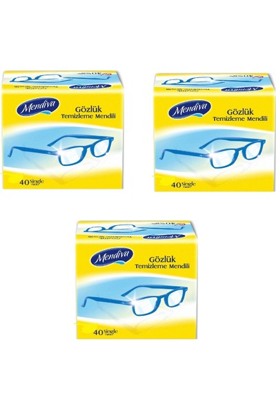 Mendiva Gözlük Temizleme Mendili 40 Adet 3'lü Kutu - 120 Adet