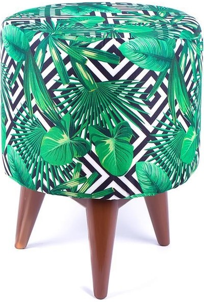 Dnc Tropik Desenli Yuvarlak Puf