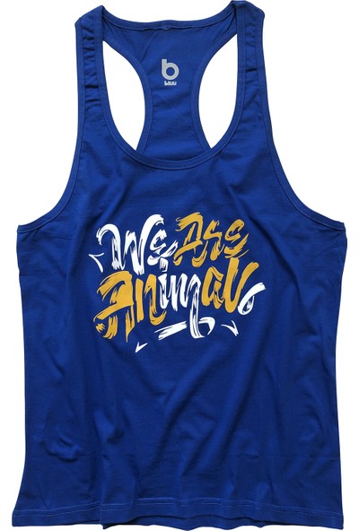 Bluu Fitness Gym Tank Top Sporcu Atleti Animall Saks Mavi Bluu Fitness Gym Tank Top Sporcu Atleti Animall Saks Mavi