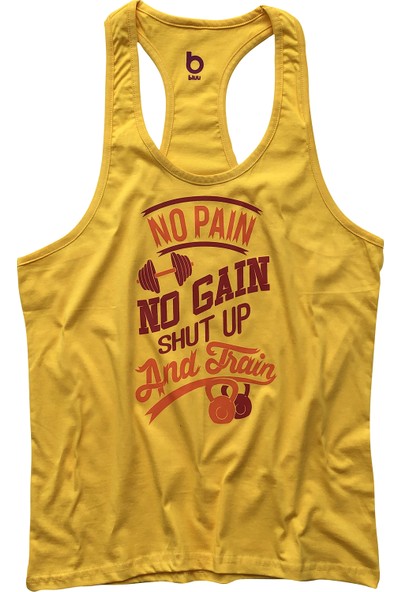 Bluu Fitness Gym Tank Top Sporcu Atleti Shut Up Sarı Bluu Fitness Gym Tank Top Sporcu Atleti Shut Up Sarı