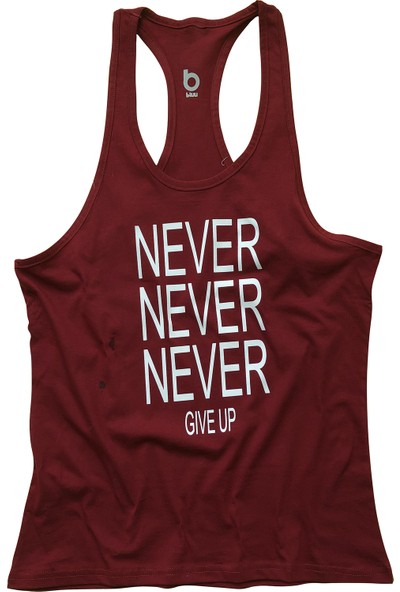 Bluu Fitness Gym Tank Top Sporcu Atleti Never Never Bordo