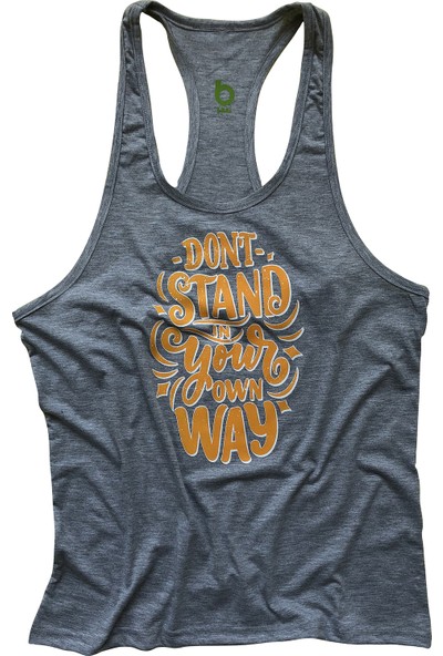 Bluu Fitness Gym Tank Top Sporcu Atleti Don't Stand Gri