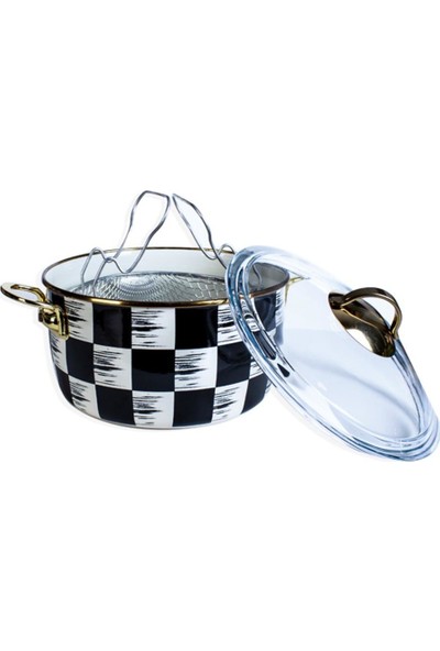 Zücev Mackenzie 22 cm Krem-Siyah Emaye Kızartma Tenceresi EMY-175 Zücev Mackenzie 22 cm Krem-Siyah Emaye Kızartma Tenceresi EMY-175