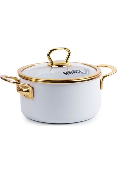 sembol Emaye 16 cm Düz Tencere-Beyaz Gold sembol Emaye 16 cm Düz Tencere-Beyaz Gold