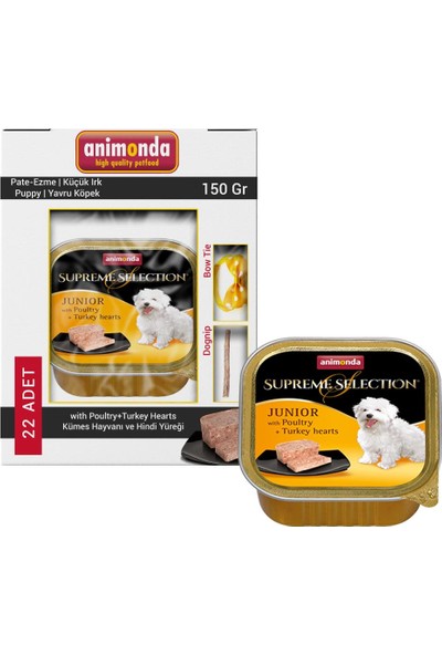 Animonda Kümes ve Hindi Yüreği Yavru Köpek Konservesi 22x150 gr ve Dognip-Köpek Papyonu Animonda Kümes ve Hindi Yüreği Yavru Köpek Konservesi 22x150 gr ve Dognip-Köpek Papyonu