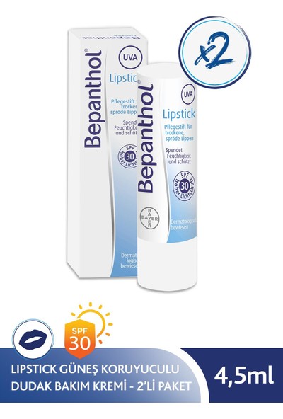 Bepanthol Spf 30 Lipstick Dudak Bakım Kremi 4,5 gr 2li Paket Bepanthol Spf 30 Lipstick Dudak Bakım Kremi 4,5 gr 2li Paket